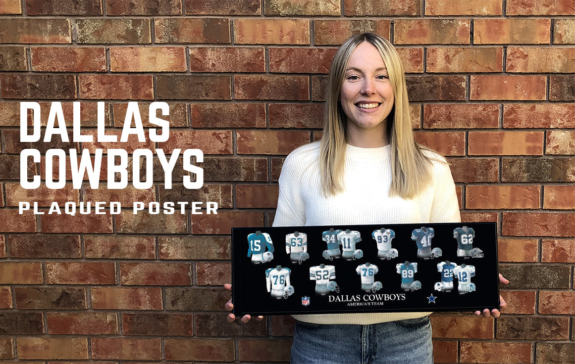 Dallas Cowboys uniform evolution plaqued poster – Heritage Sports Stuff